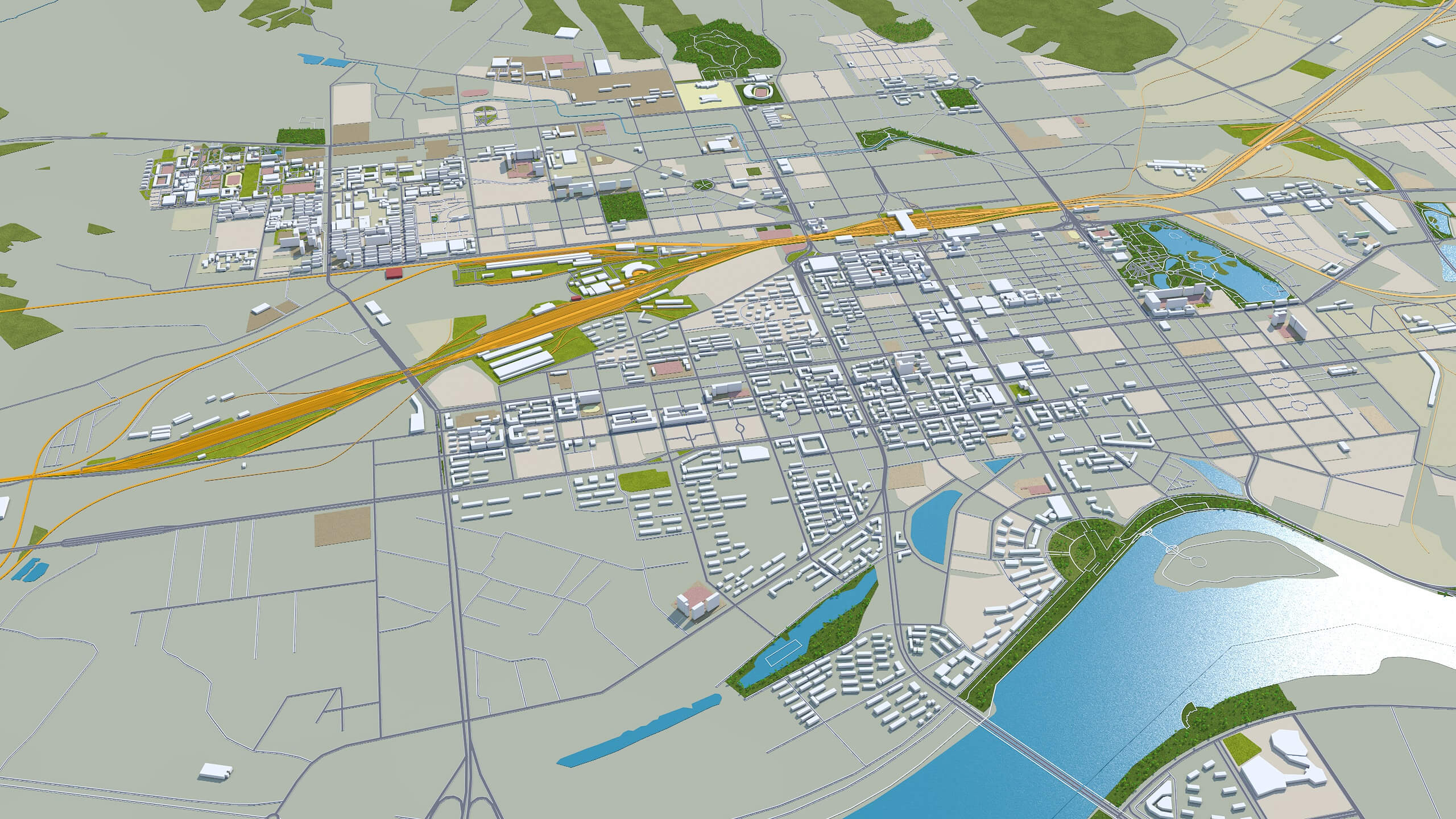 Mudanjiang City Heilongjiang China 3D Model 25km by 3dstudio