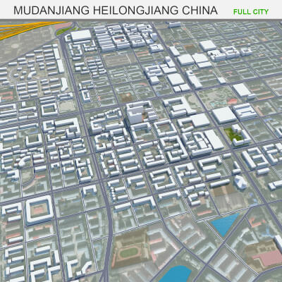 Mudanjiang City Heilongjiang China 3D Model 25km by 3dstudio