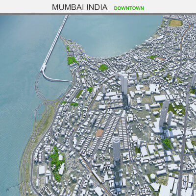 Mumbai Downtown India 8km - 3D Model by 3dstudio