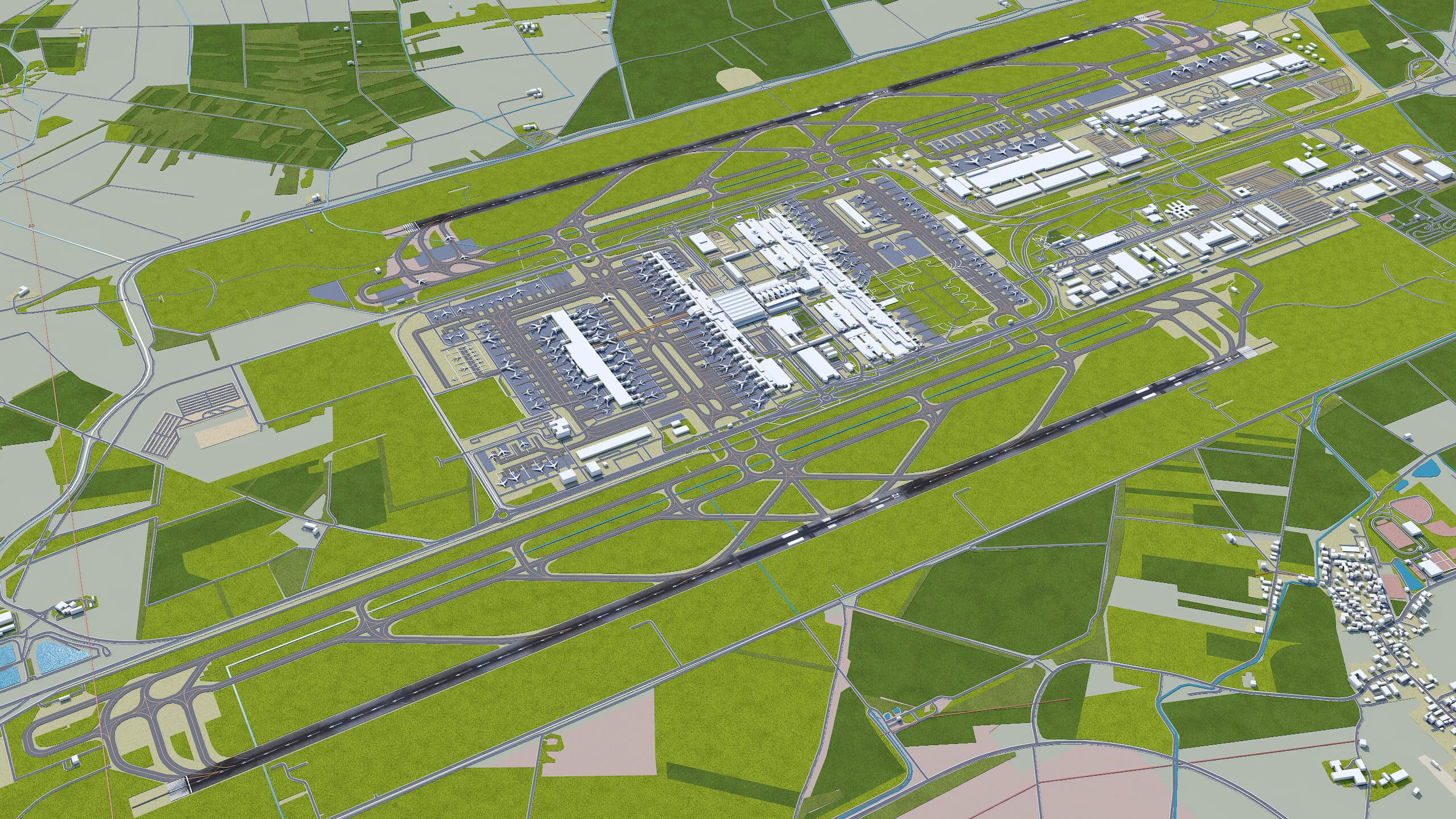 Munich Airport - 3D Model by 3dstudio