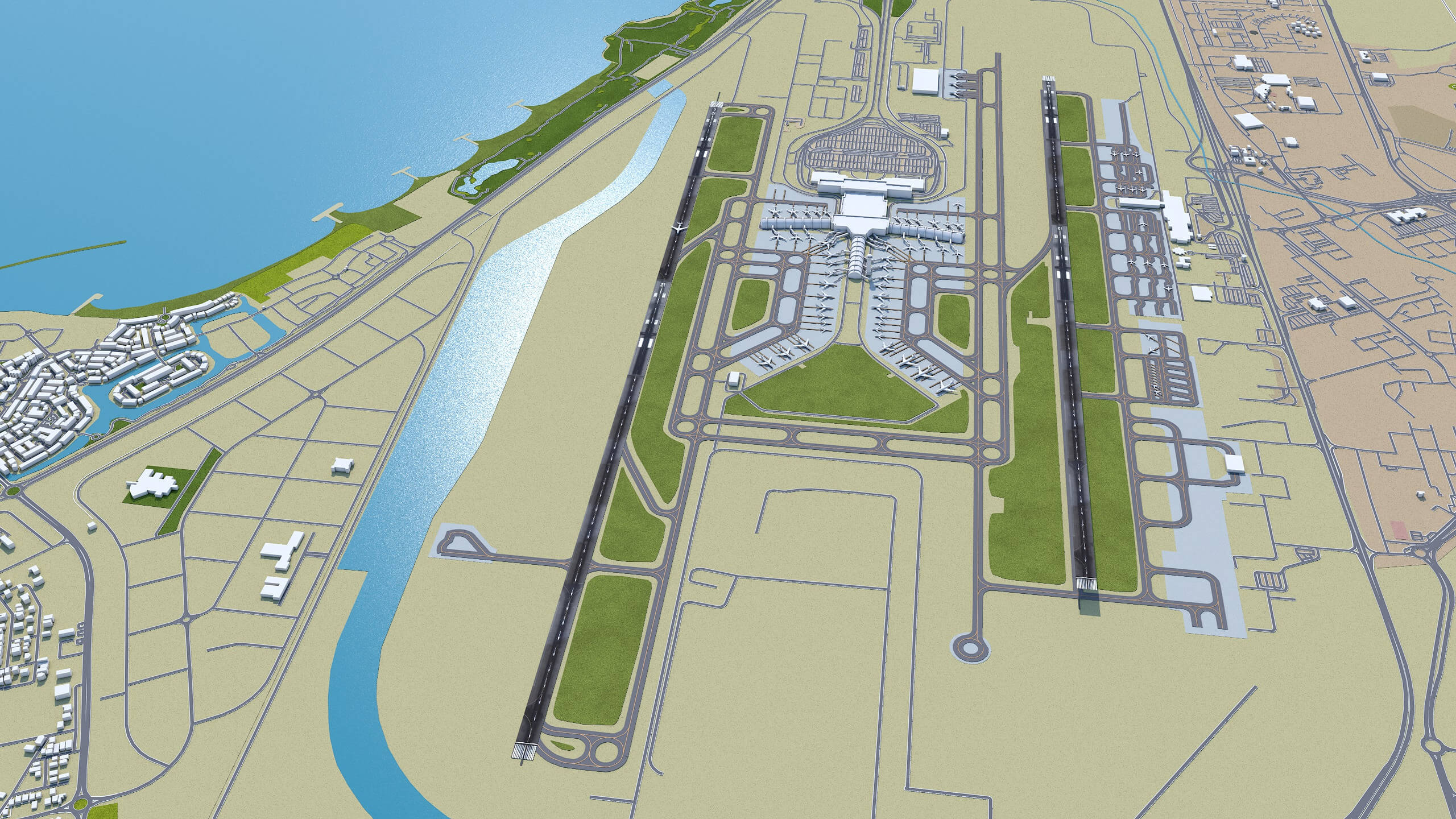 Muscat Airport - 3D Model by 3dstudio