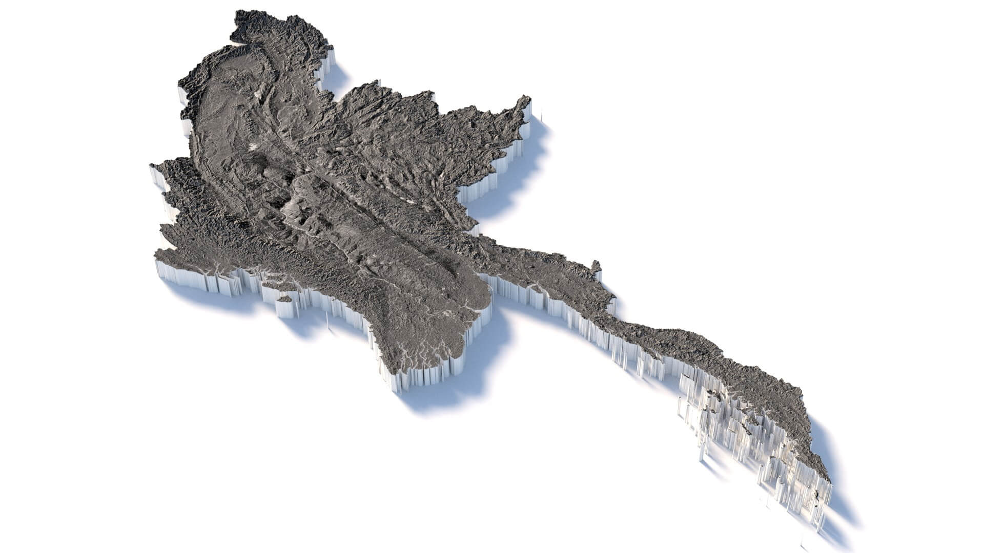 Myanmar Terrain Map - 3D Model by 3dstudio