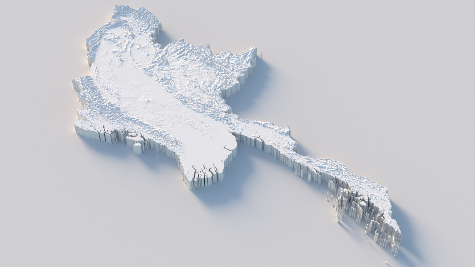 Myanmar Terrain Map - 3D Model by 3dstudio