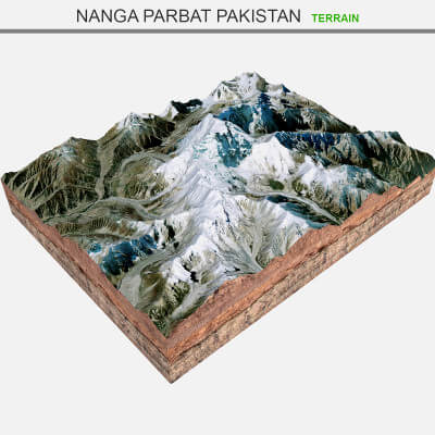 Nanga Parbat Pakistan Terrain 3D Model by 3dstudio