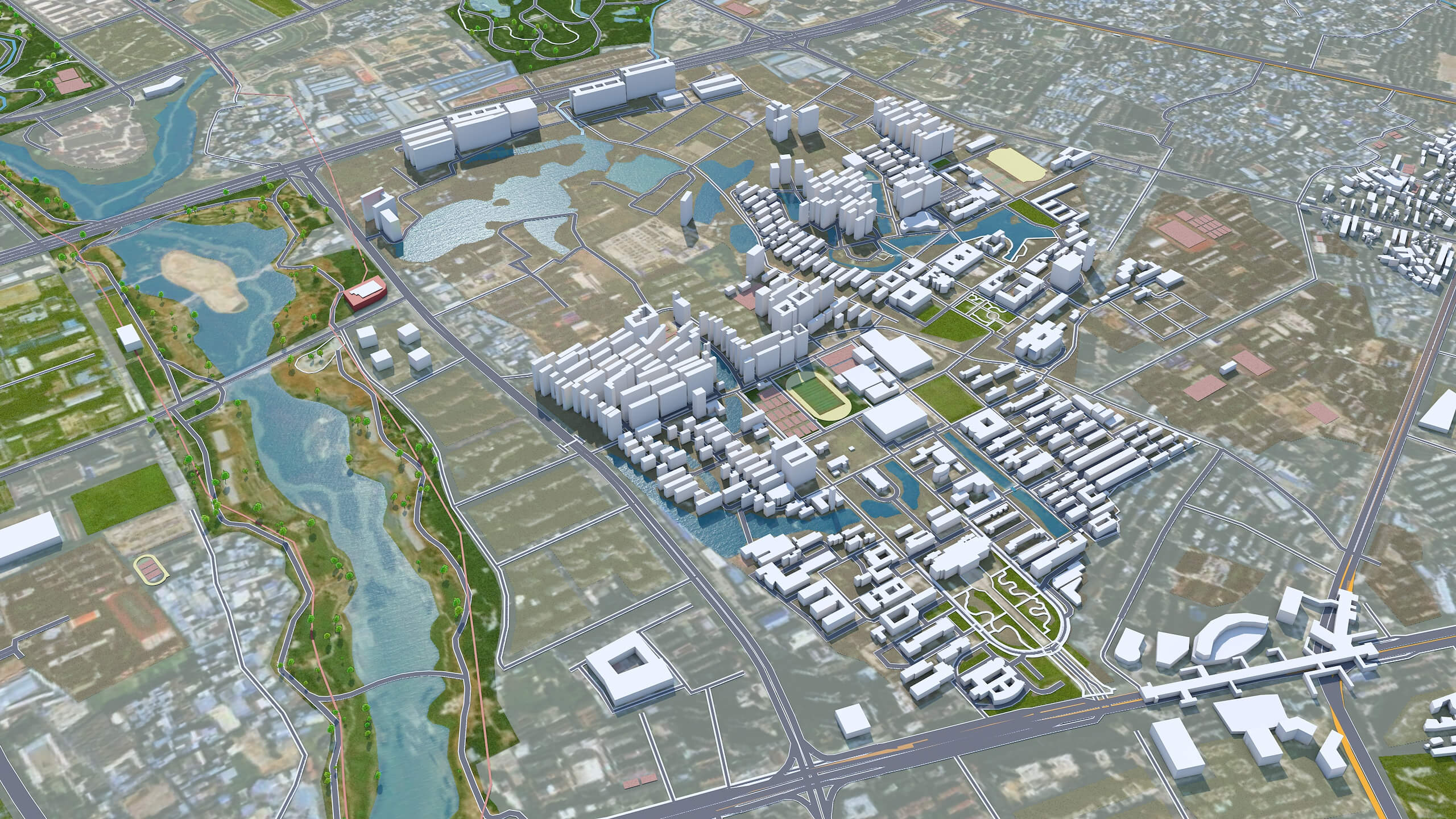 Nanning City Guangxi China 3D Model 50km by 3dstudio