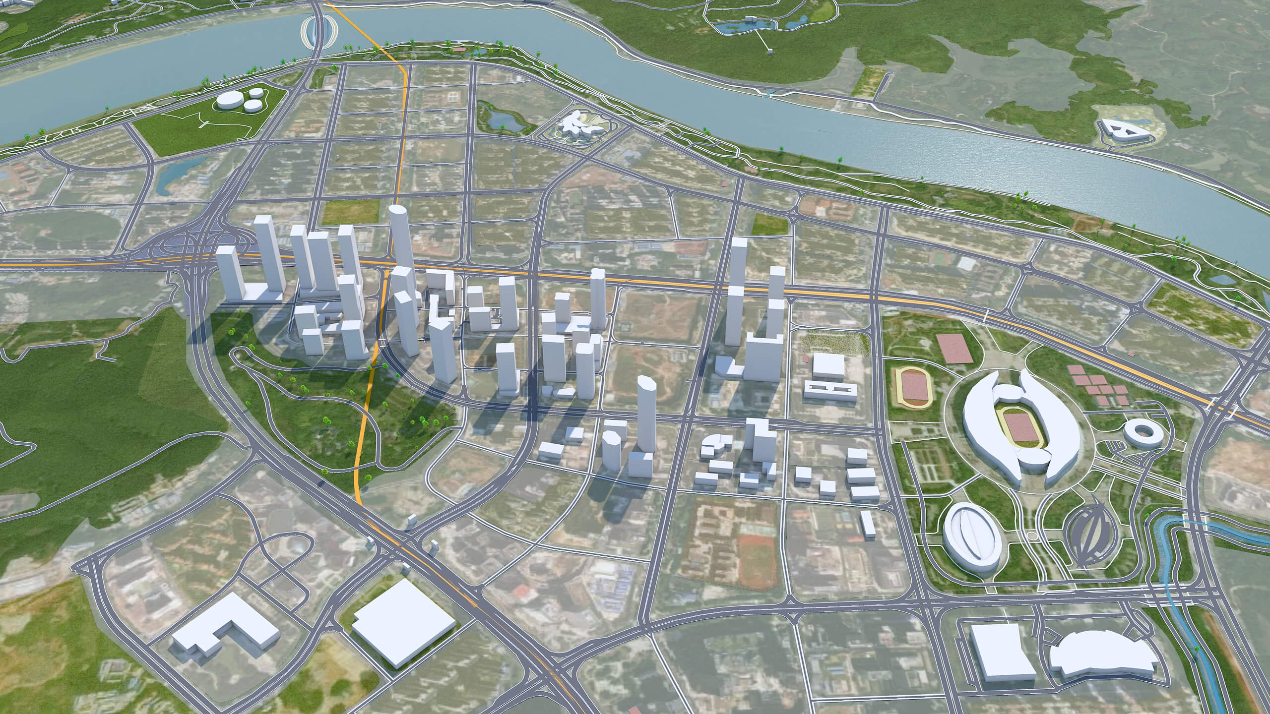 Nanning City Guangxi China 3D Model 50km by 3dstudio