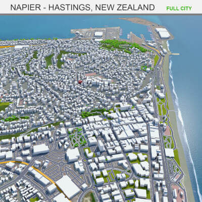 Napier - Hastings New Zealand 60km 3D Model by 3dstudio