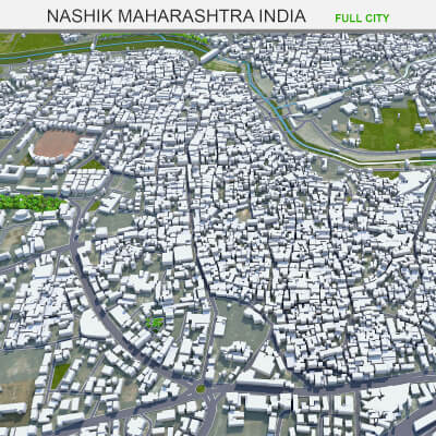 Nashik City Maharashtra India 3D Model 30km by 3dstudio