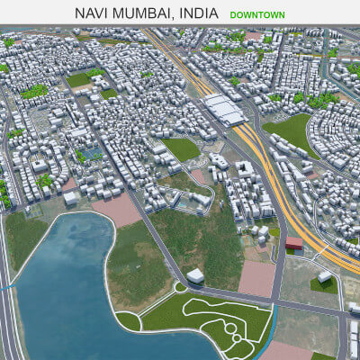 Navi Mumbai Downtown India 10km - 3D Model by 3dstudio