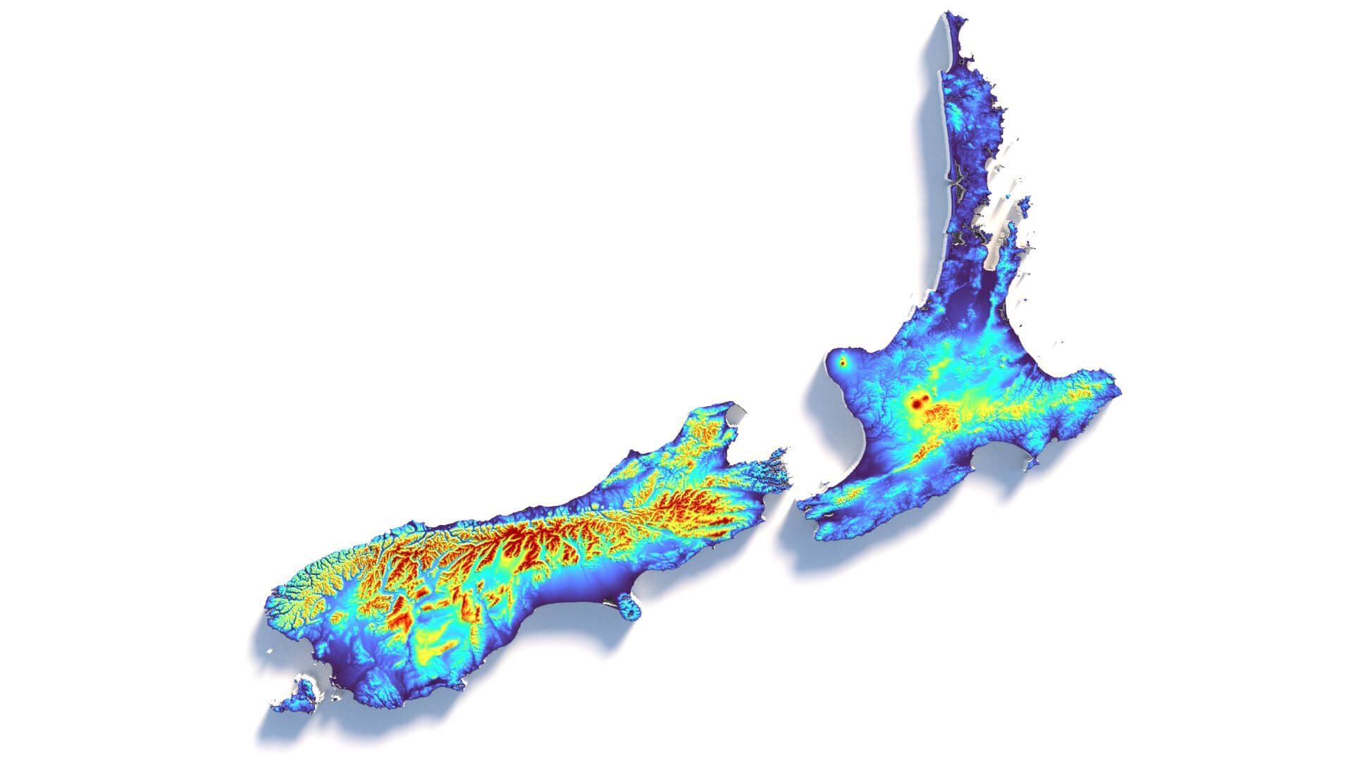 New Zealand Terrain Map - 3D Model by 3dstudio