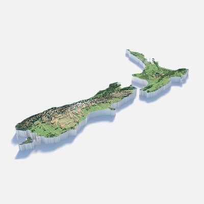 New Zealand Terrain Map - 3D Model by 3dstudio
