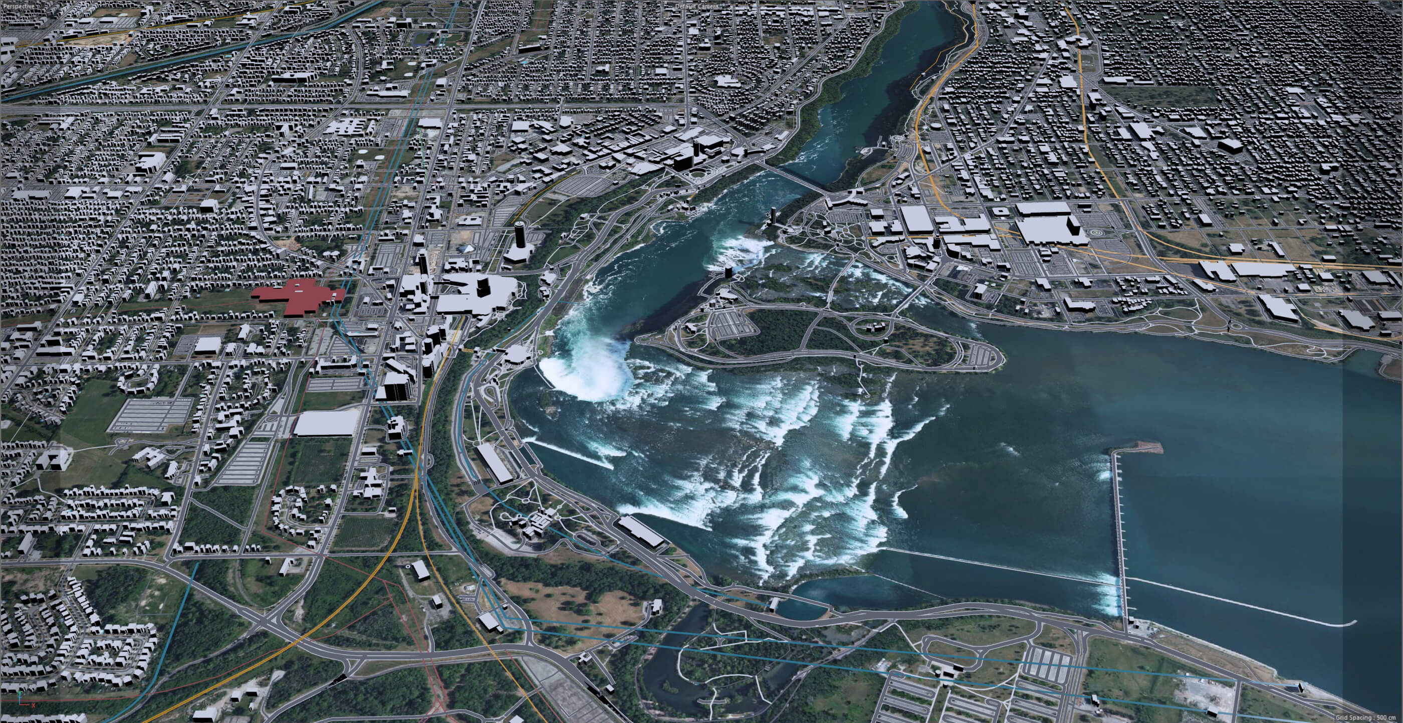 Niagara Falls City Ontario Canada 3D Model 50km by 3dstudio
