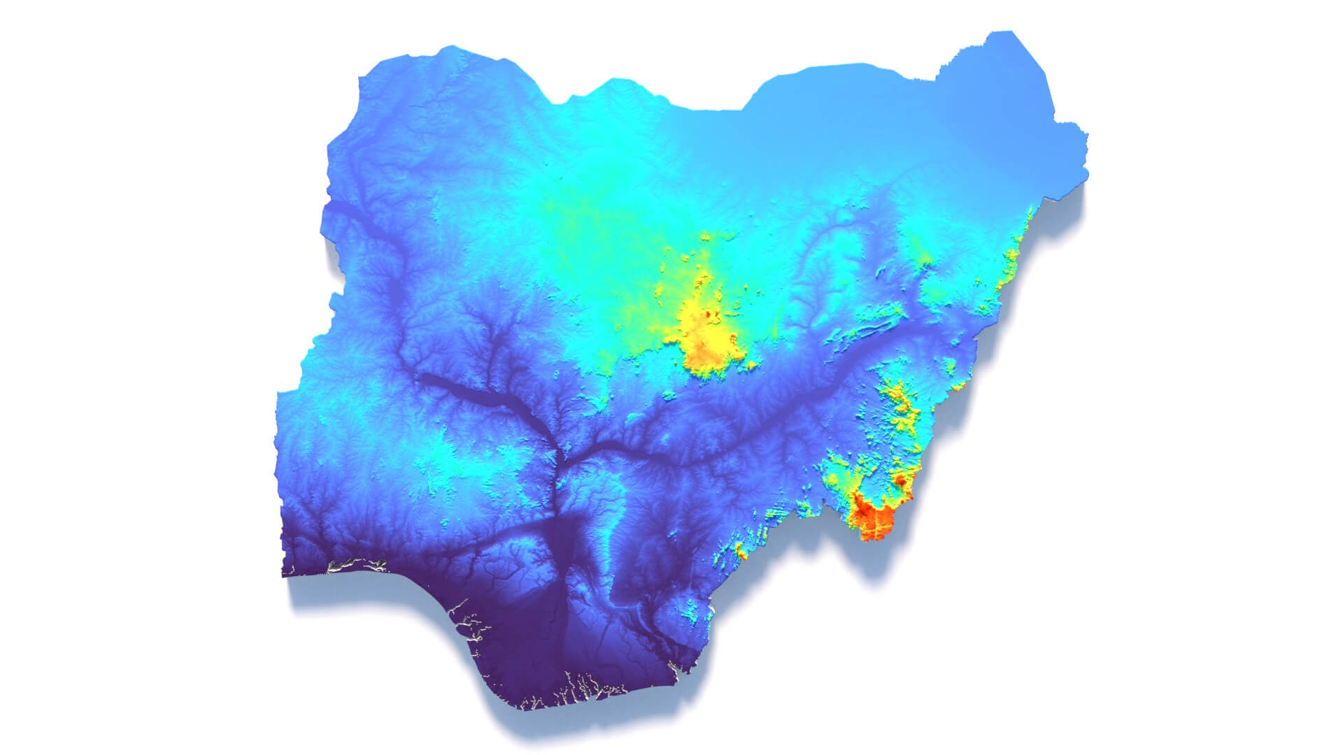 Nigeria Terrain Map - 3D Model by 3dstudio