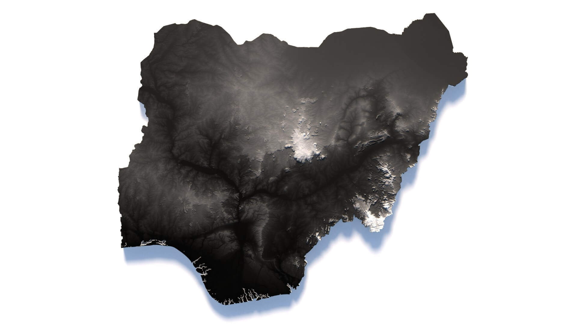 Nigeria Terrain Map - 3D Model by 3dstudio