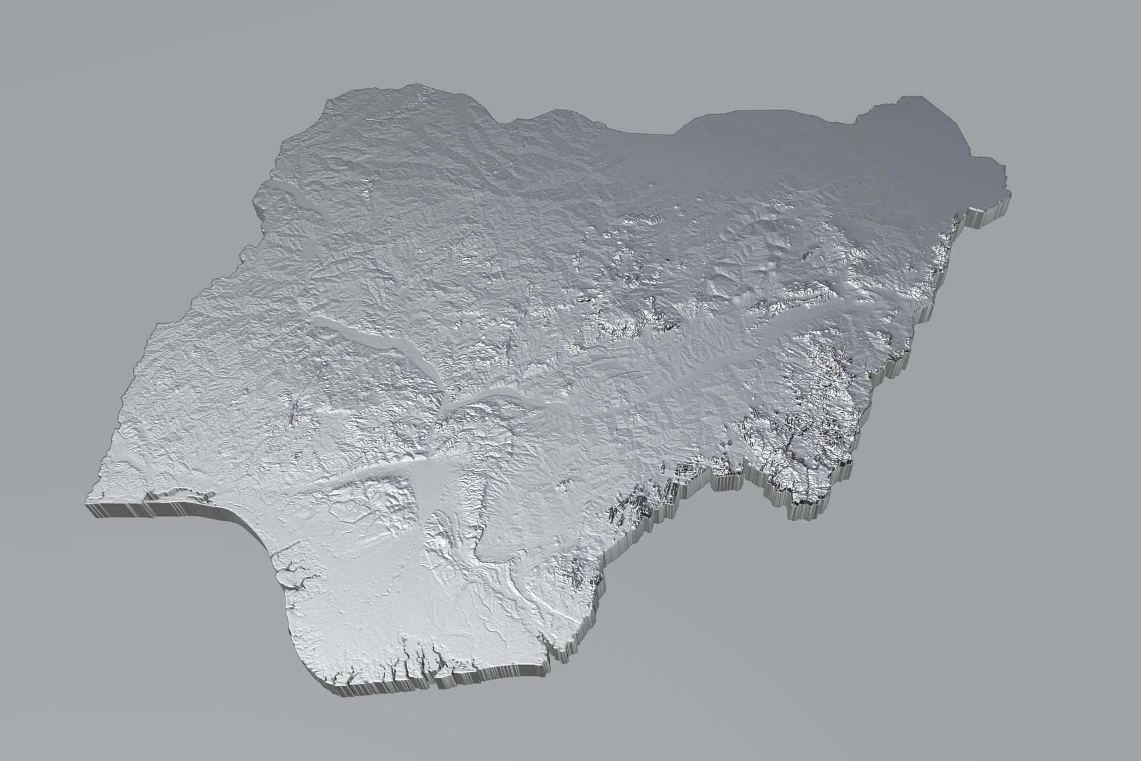 Nigeria Terrain Map - 3D Model by 3dstudio
