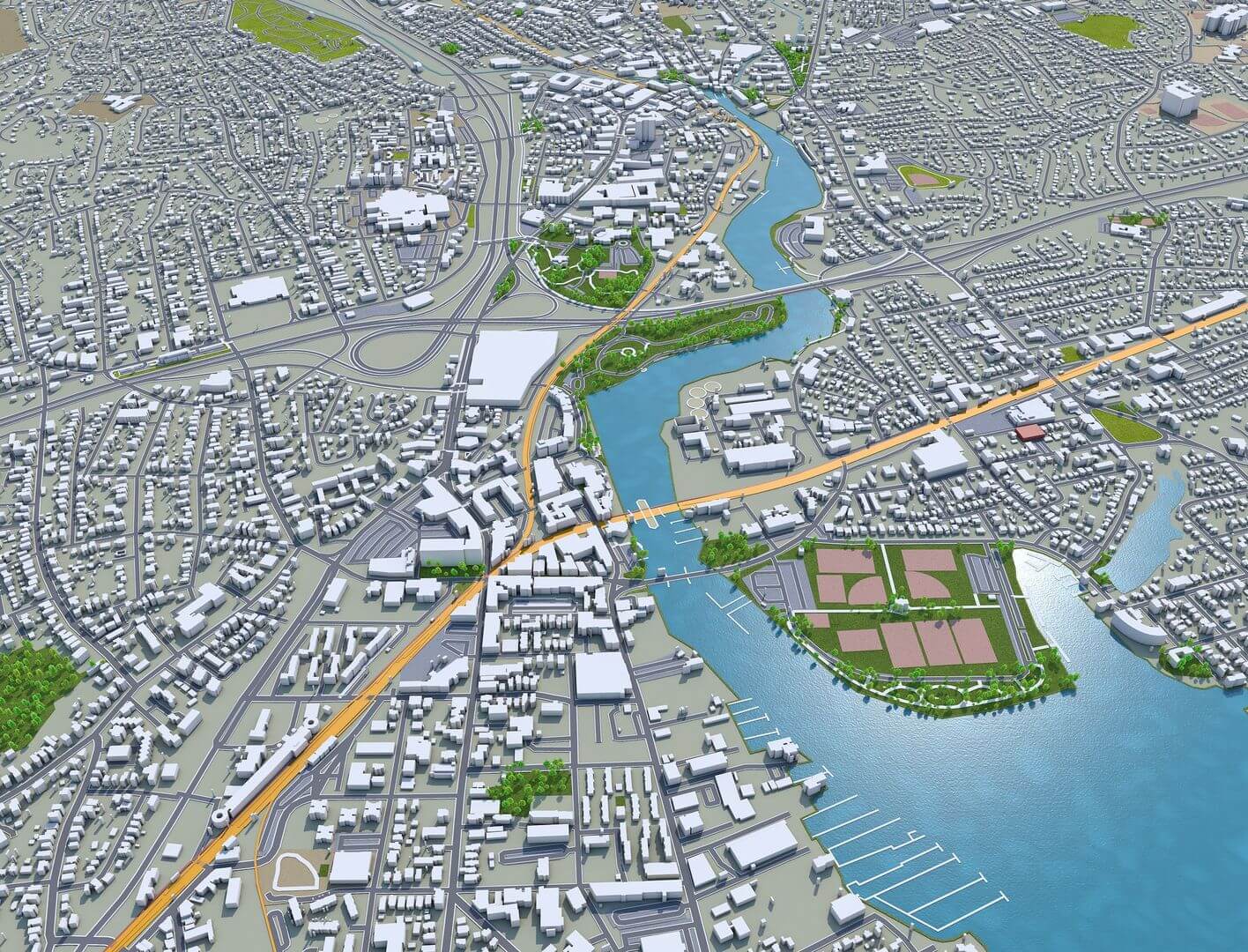 Norwalk, Connecticut USA 20km - 3D Model by 3dstudio