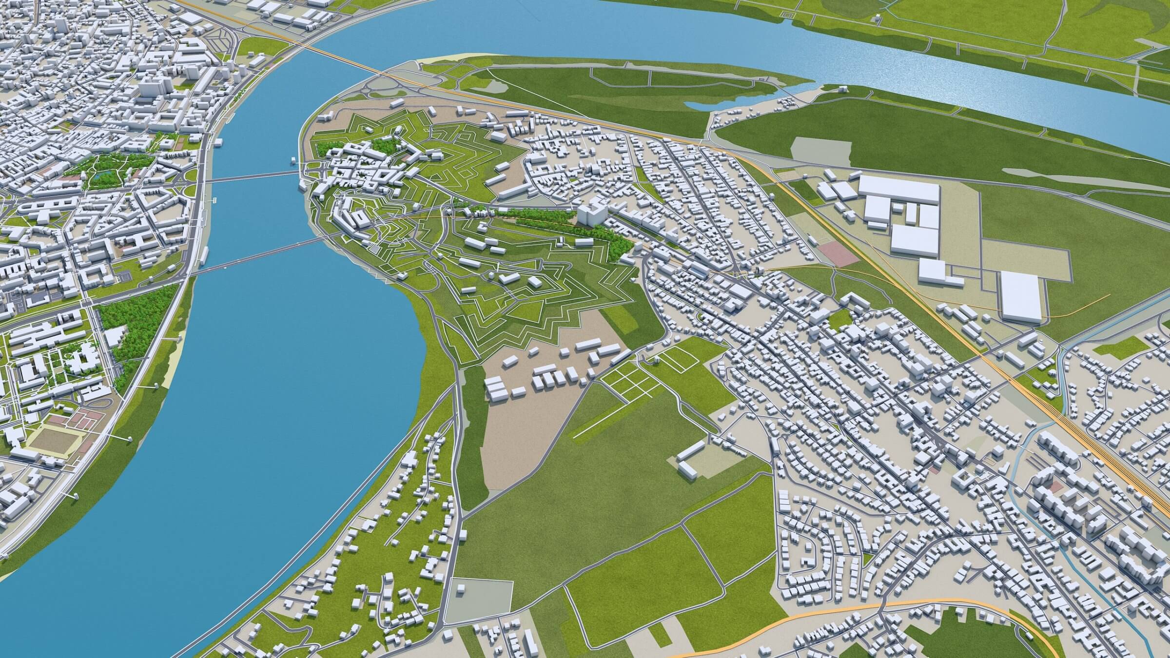 Novi-Sad Serbia 40km 3D Model by 3dstudio