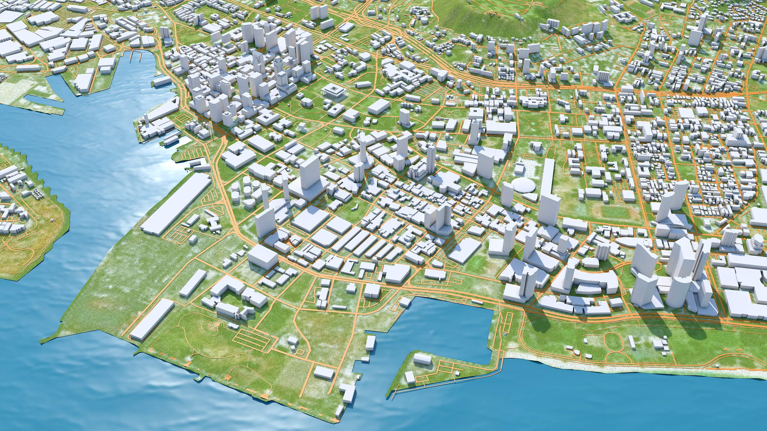 Oahu City Island Terrain 3D Model 90km by 3dstudio