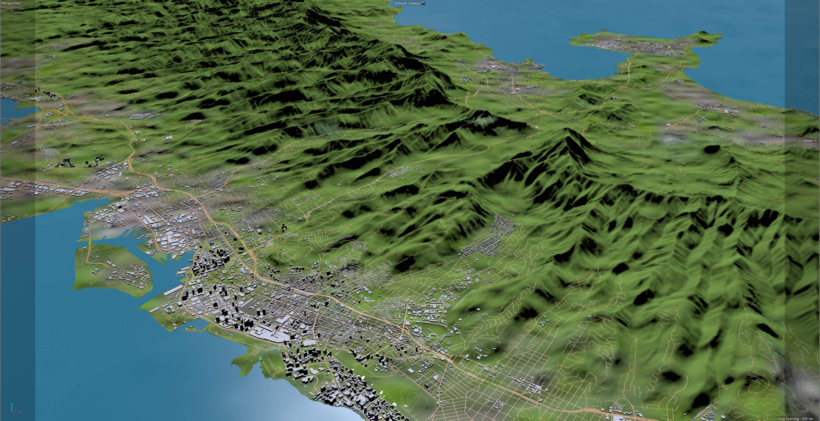 Oahu City Island Terrain 3D Model 90km by 3dstudio