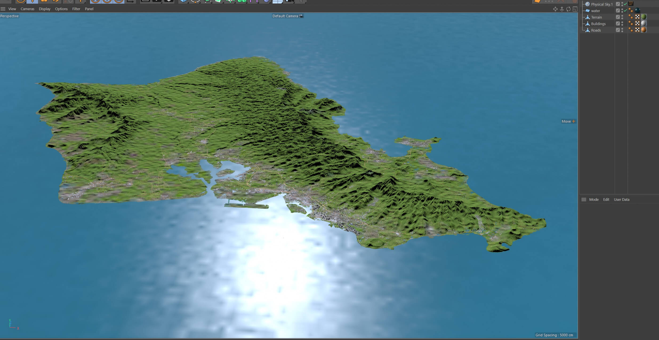 Oahu City Island Terrain 3D Model 90km by 3dstudio