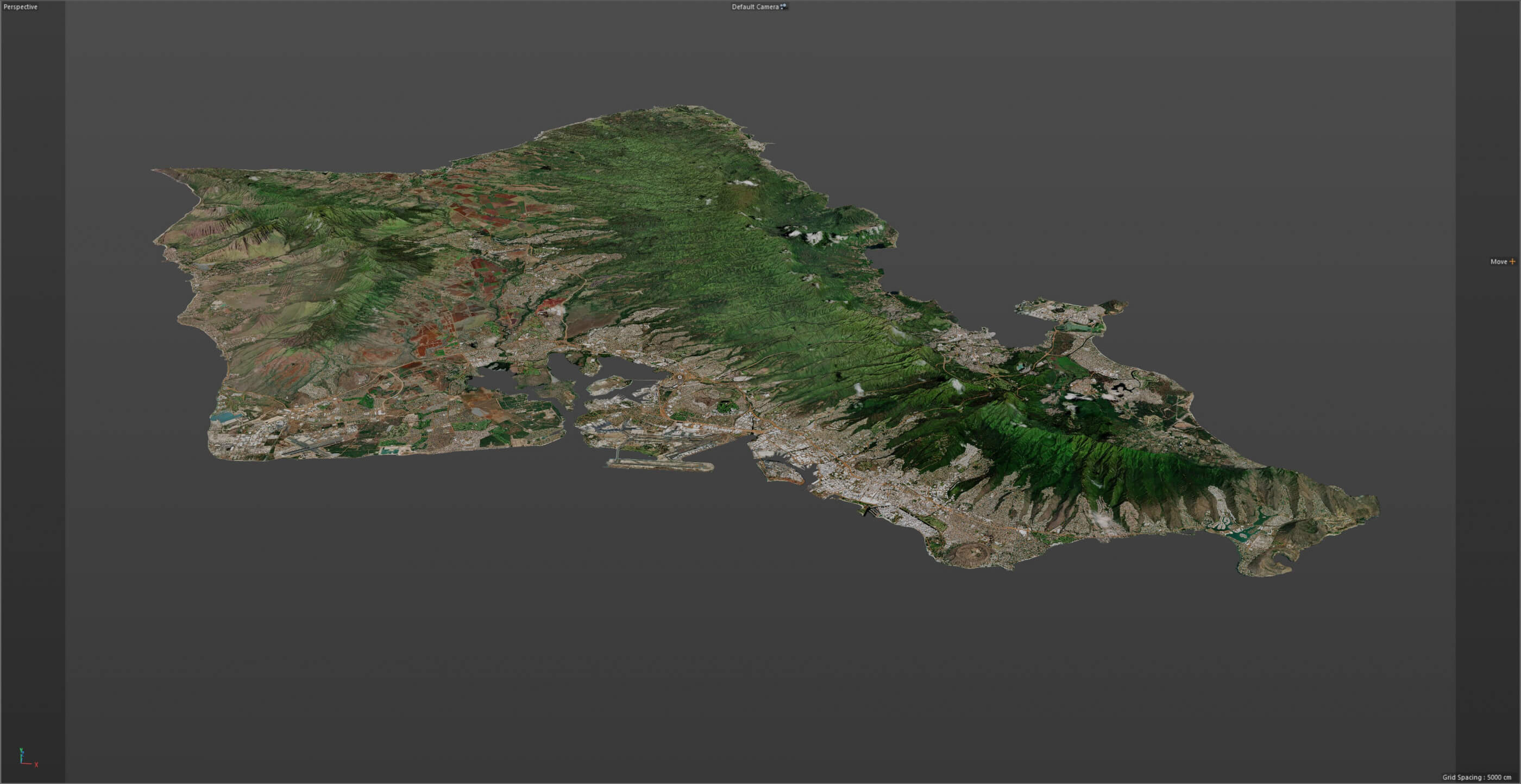 Oahu City Island Terrain 3D Model 90km by 3dstudio