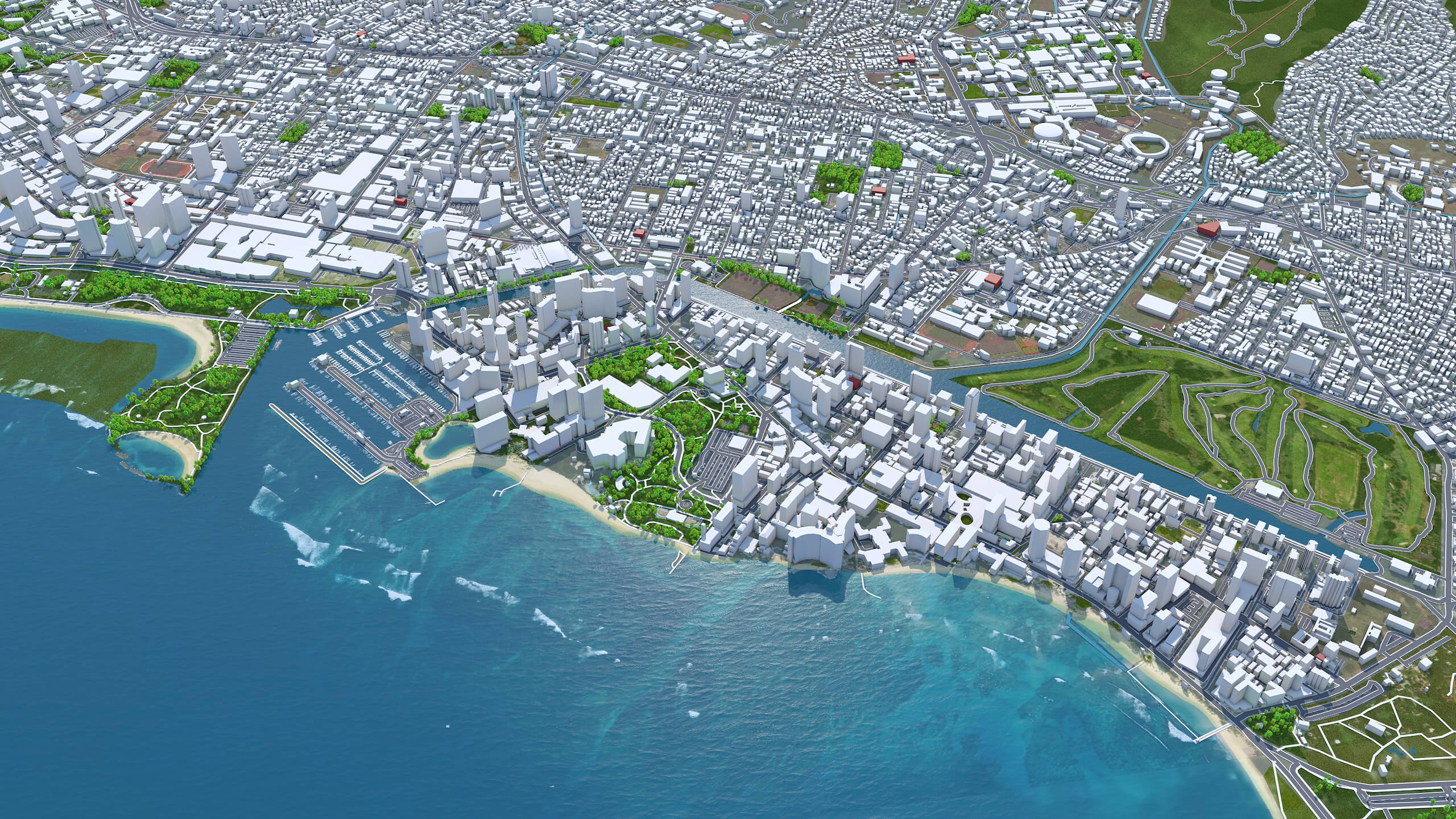 Oahu Island Hawaii, USA 80km - 3D Model by 3dstudio