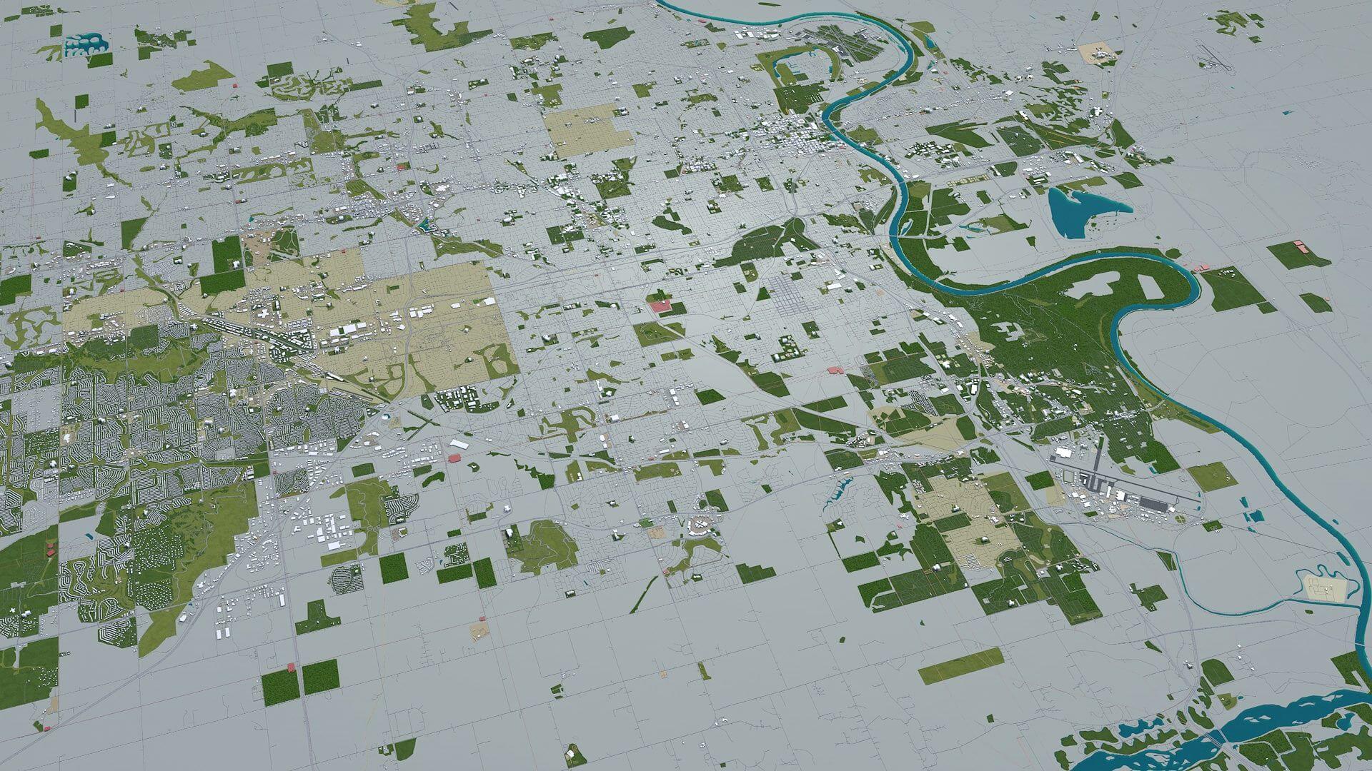 Omaha Nebraska 75km - 3D Model by 3dstudio