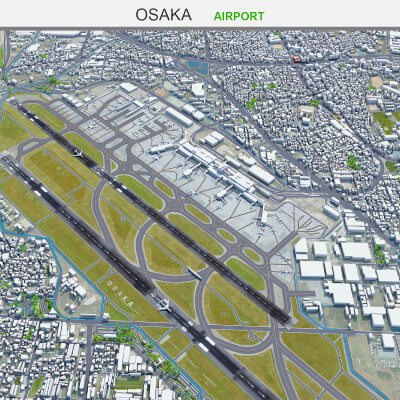 Osaka Airport 3D Model 10km by 3dstudio