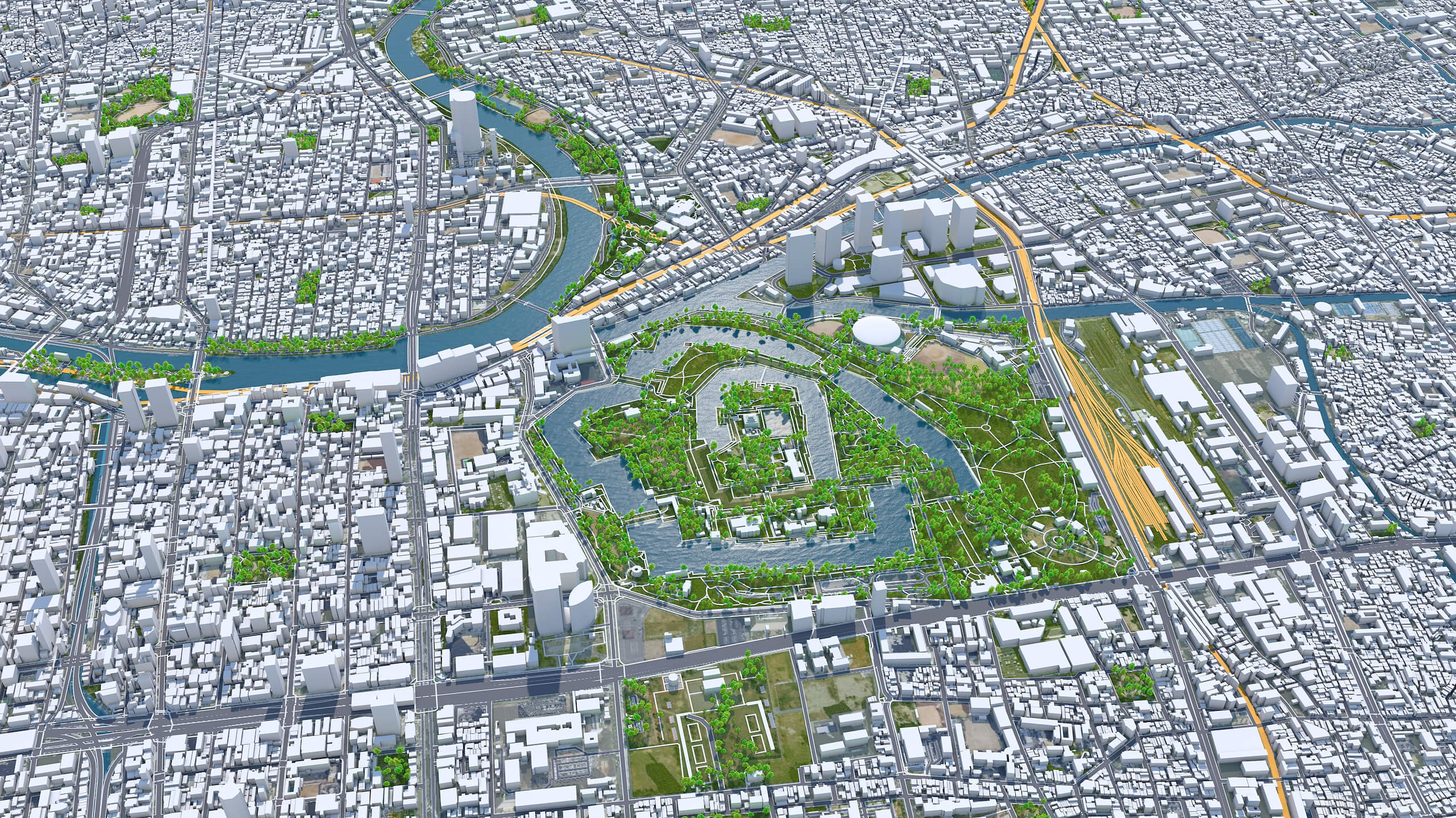 Osaka, Japan 100km - 3D Model by 3dstudio