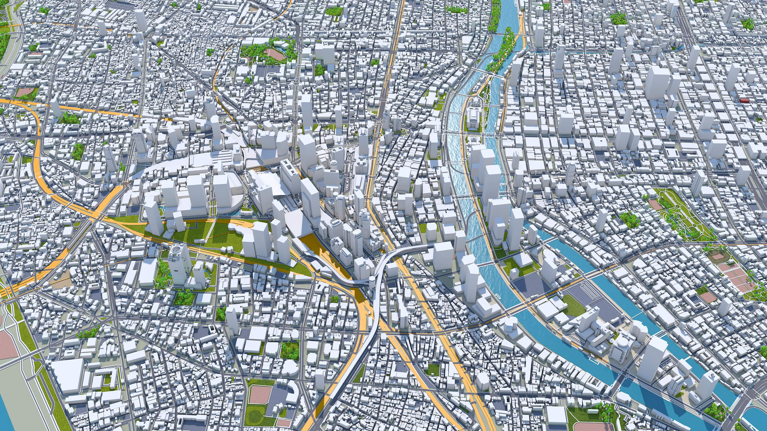 Osaka, Japan 100km - 3D Model by 3dstudio