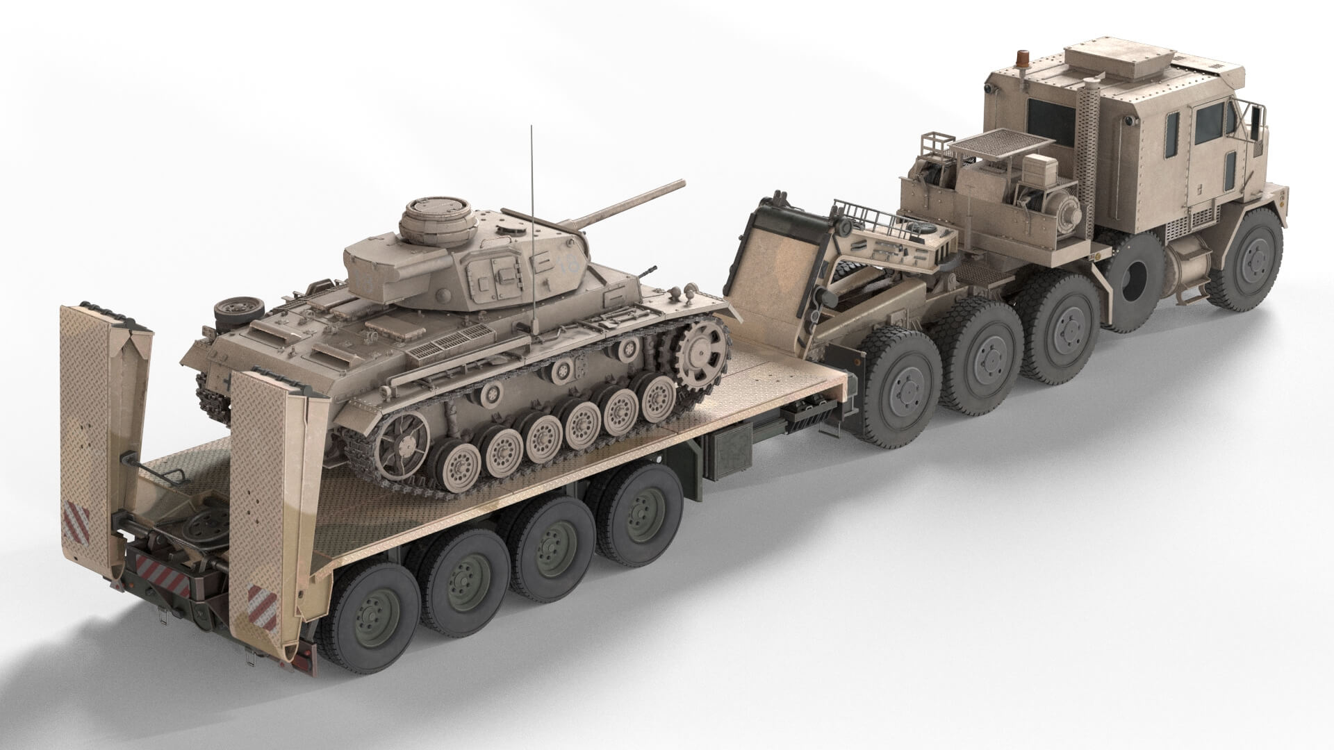 Oshkosh M1070 With Trailer Tank Model by 3dstudio