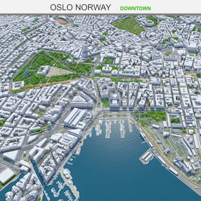 Oslo Downtown Norway 8km - 3D Model by 3dstudio