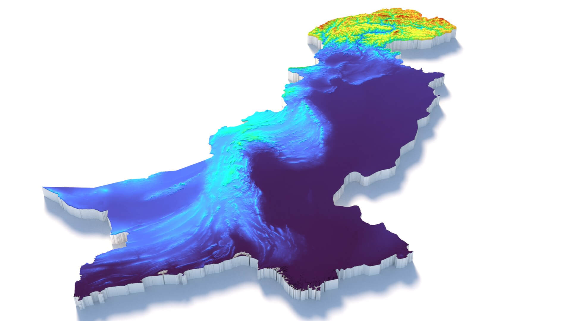 Pakistan Terrain Map - 3D Model by 3dstudio