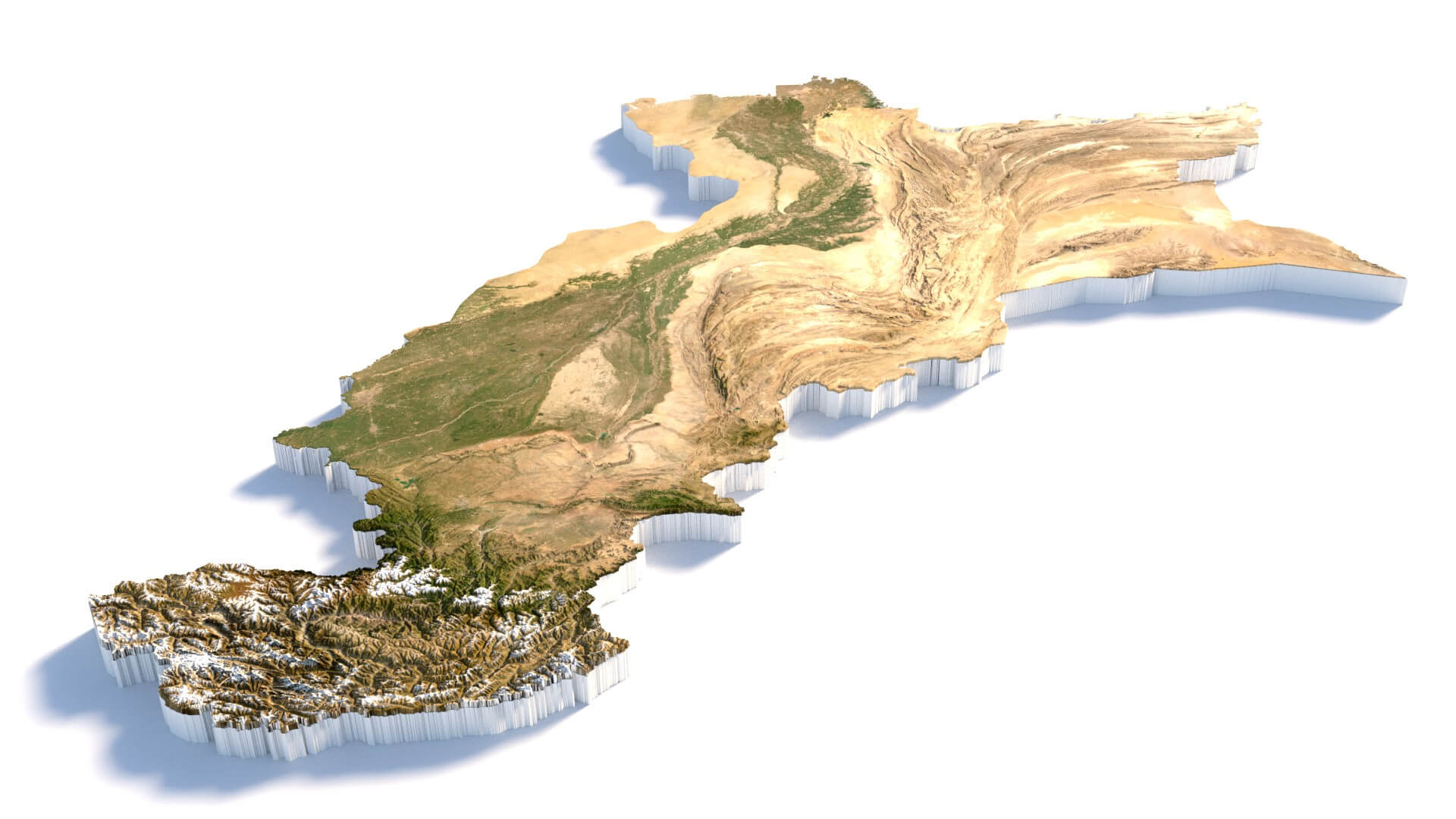 Pakistan Terrain Map - 3D Model by 3dstudio