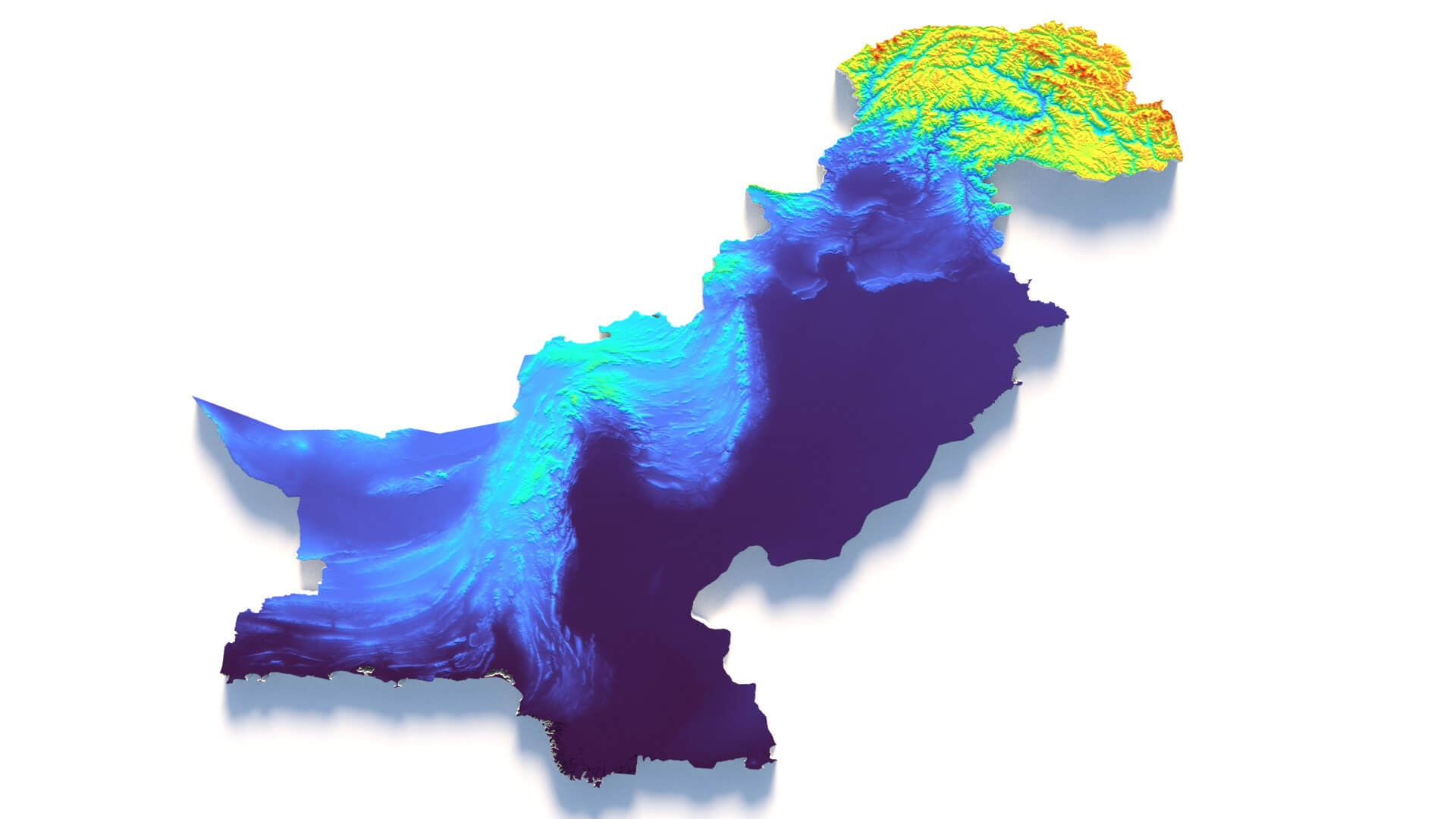 Pakistan Terrain Map - 3D Model by 3dstudio