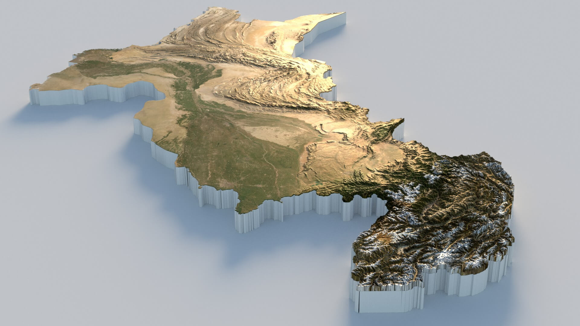 Pakistan Terrain Map - 3D Model by 3dstudio