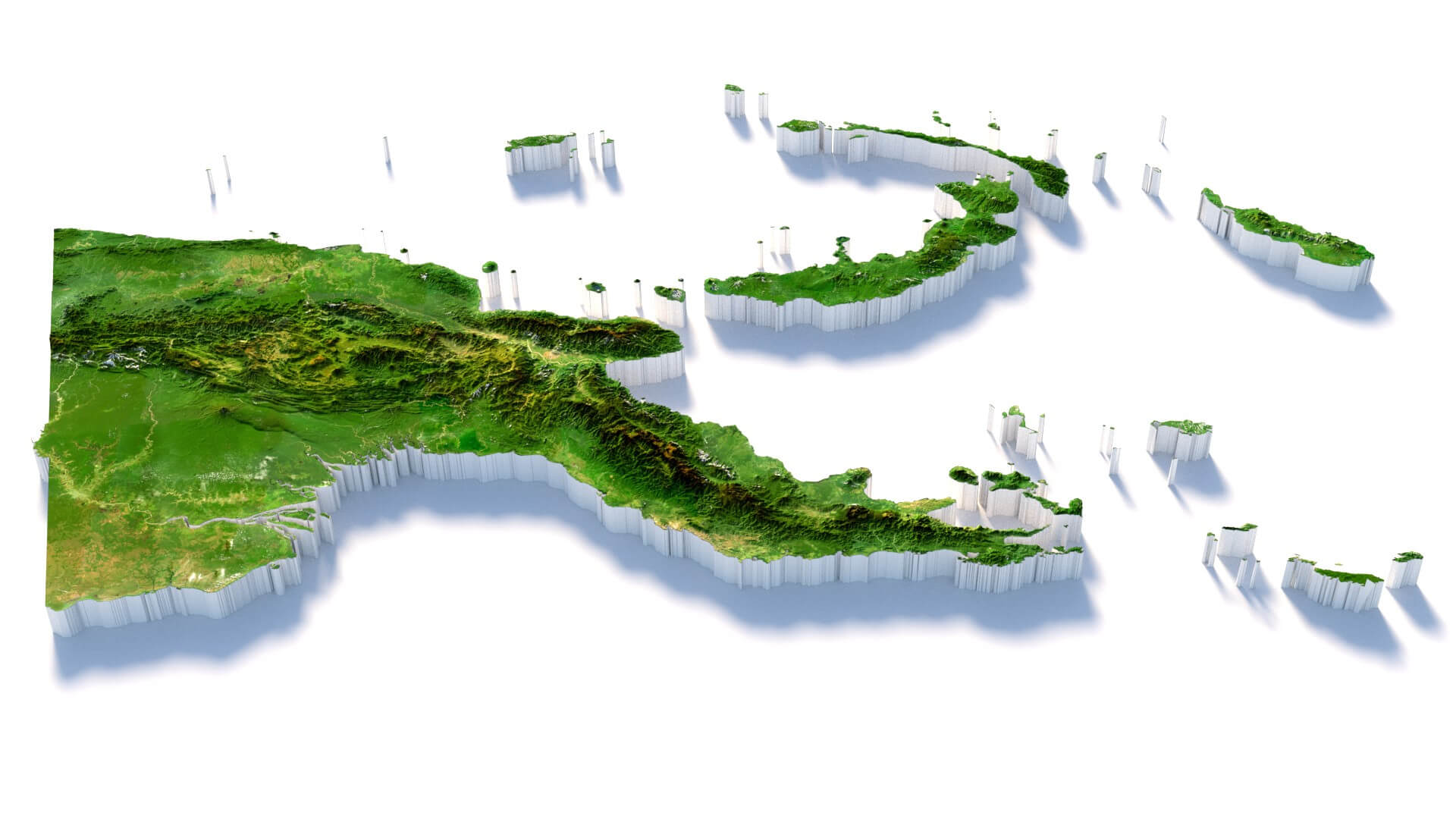 Papua New Guinea Terrain Map - 3D Model by 3dstudio