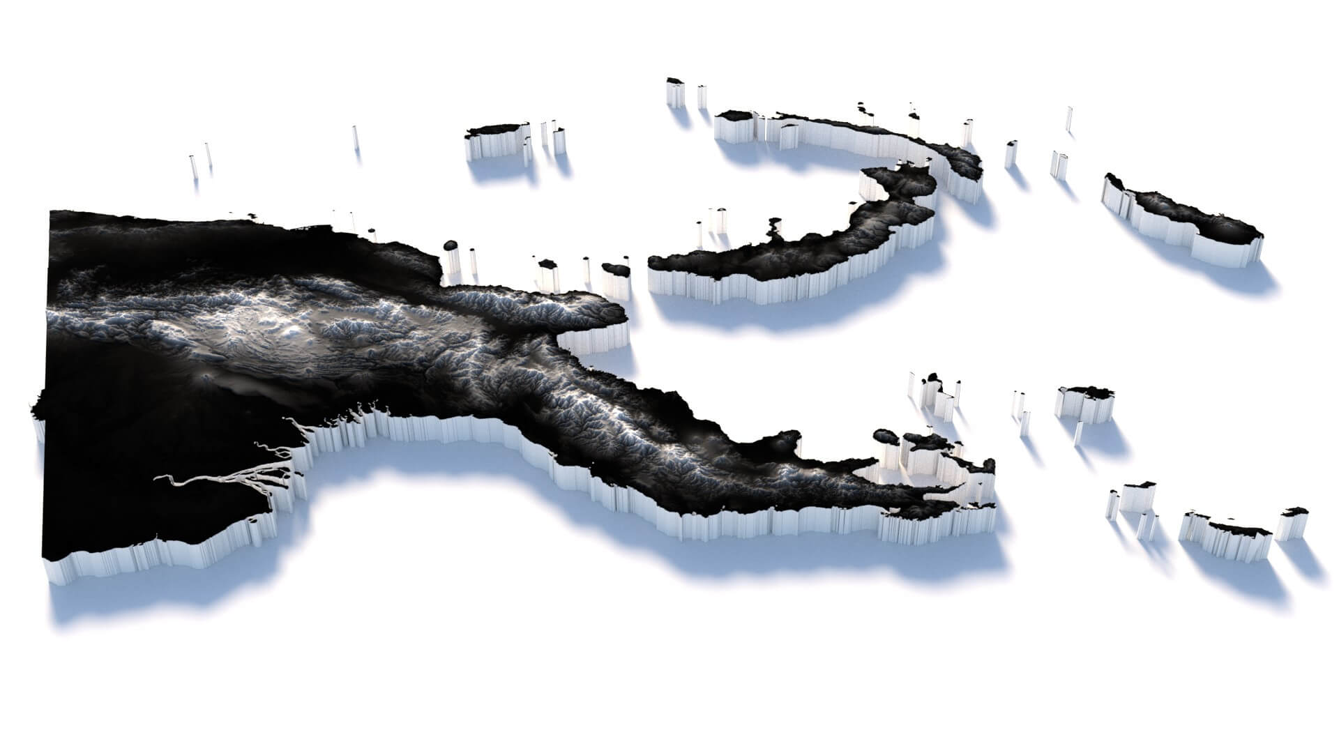 Papua New Guinea Terrain Map - 3D Model by 3dstudio
