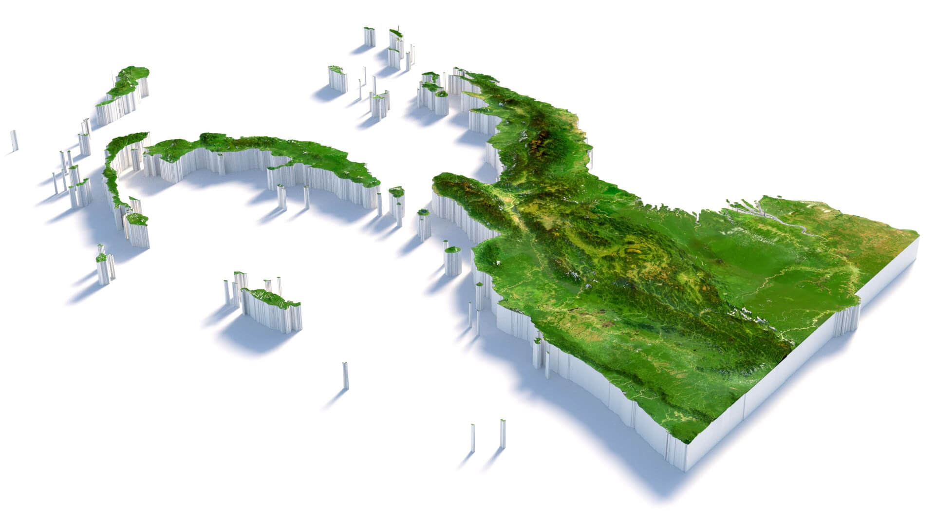Papua New Guinea Terrain Map - 3D Model by 3dstudio