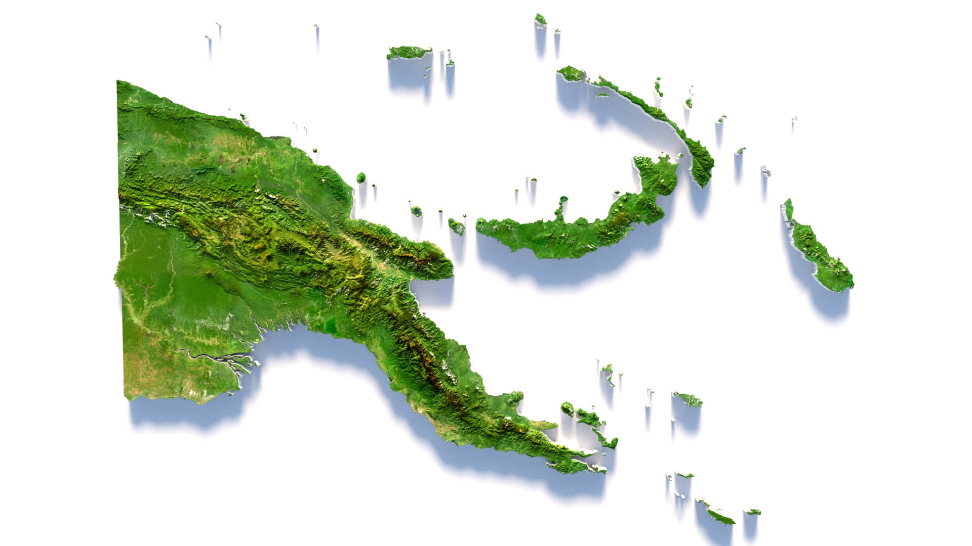Papua New Guinea Terrain Map - 3D Model by 3dstudio