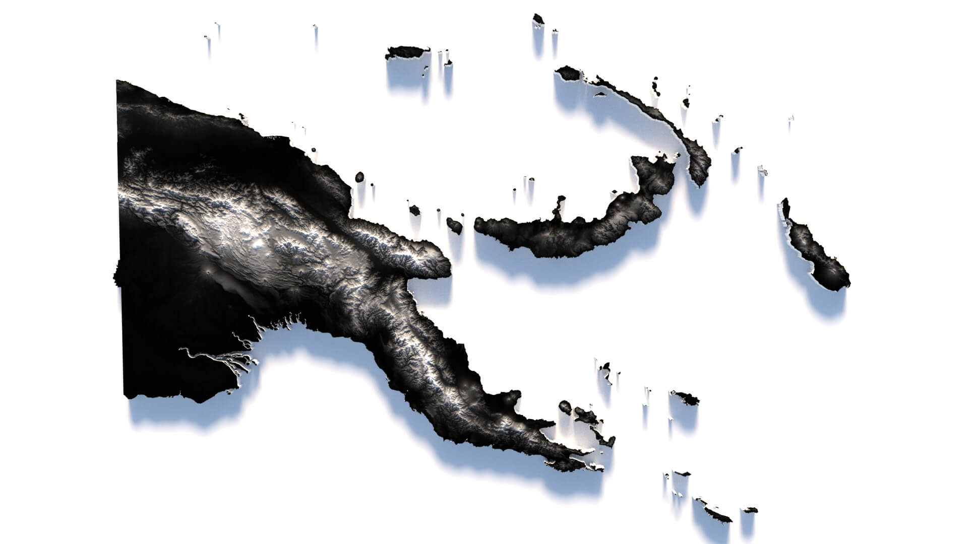 Papua New Guinea Terrain Map - 3D Model by 3dstudio