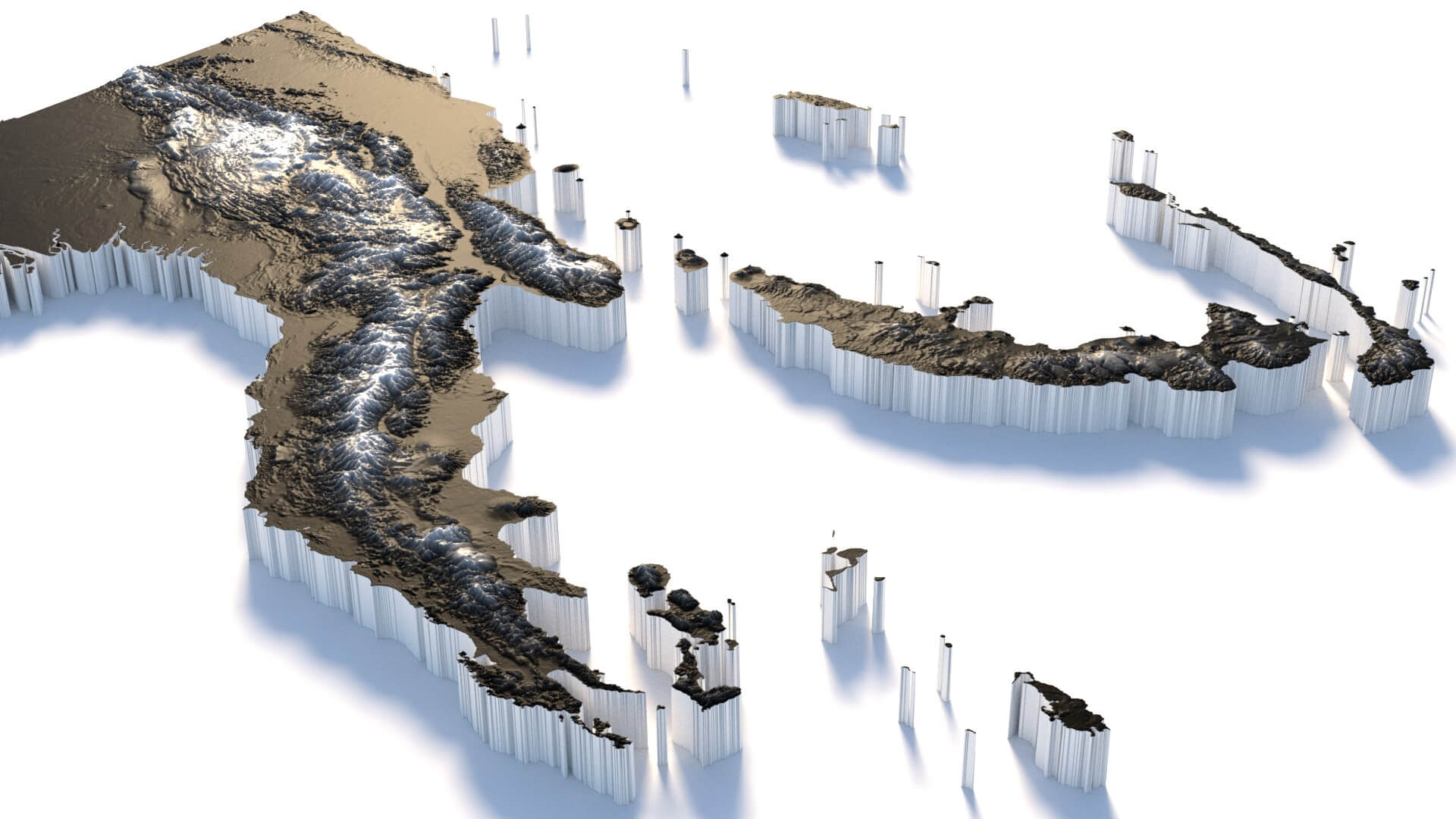 Papua New Guinea Terrain Map - 3D Model by 3dstudio