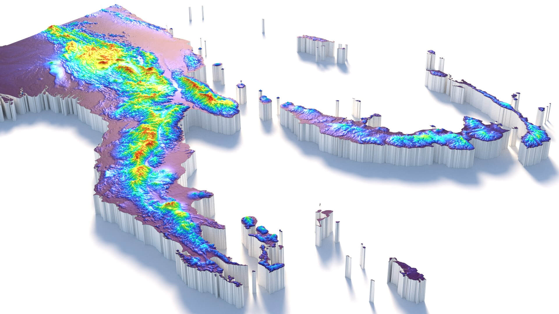 Papua New Guinea Terrain Map - 3D Model by 3dstudio