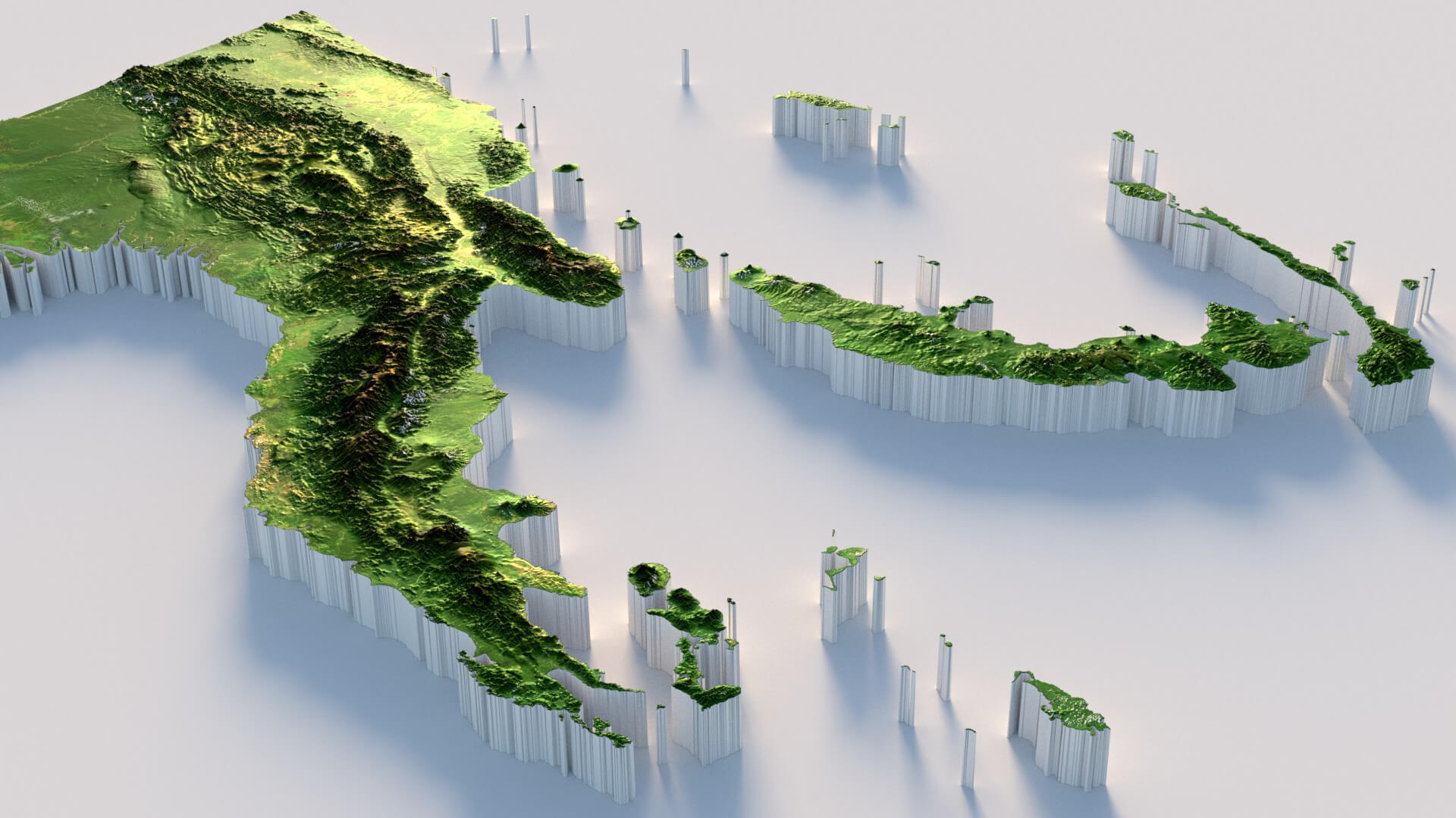 Papua New Guinea Terrain Map - 3D Model by 3dstudio