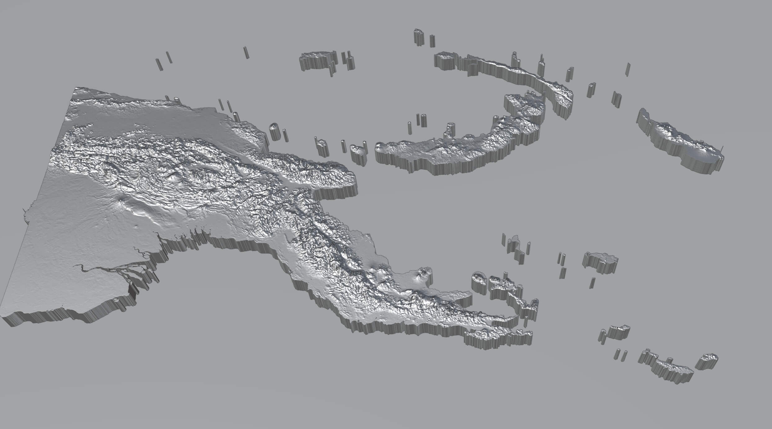 Papua New Guinea Terrain Map - 3D Model by 3dstudio