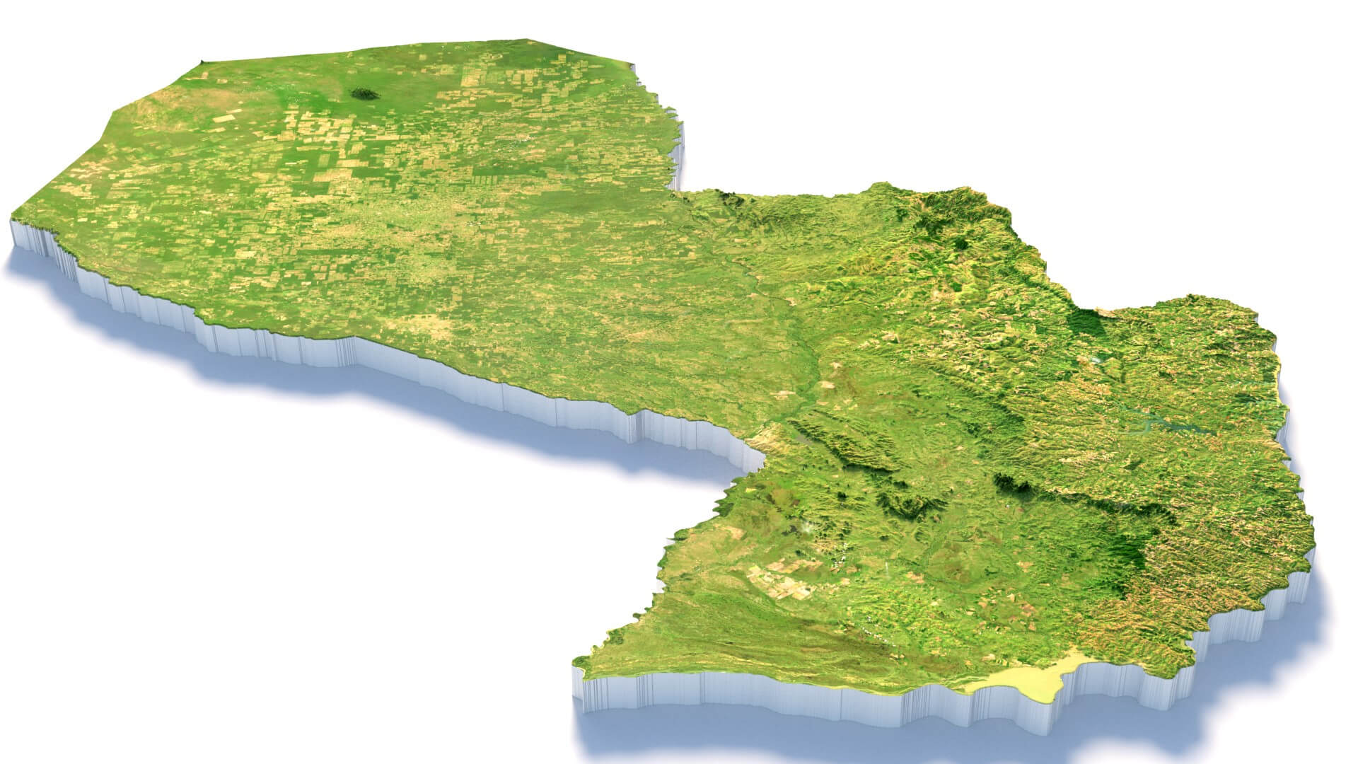 Paraguay Terrain Map - 3D Model by 3dstudio
