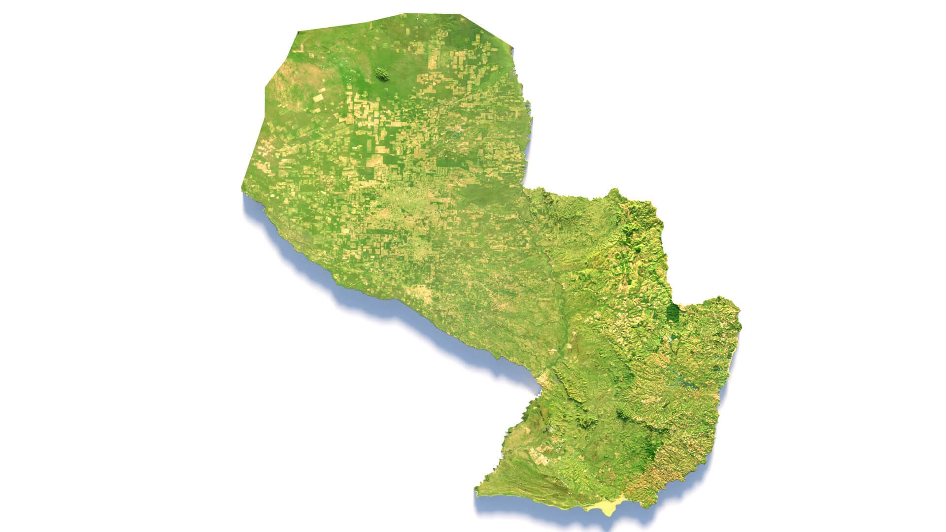 Paraguay Terrain Map - 3D Model by 3dstudio