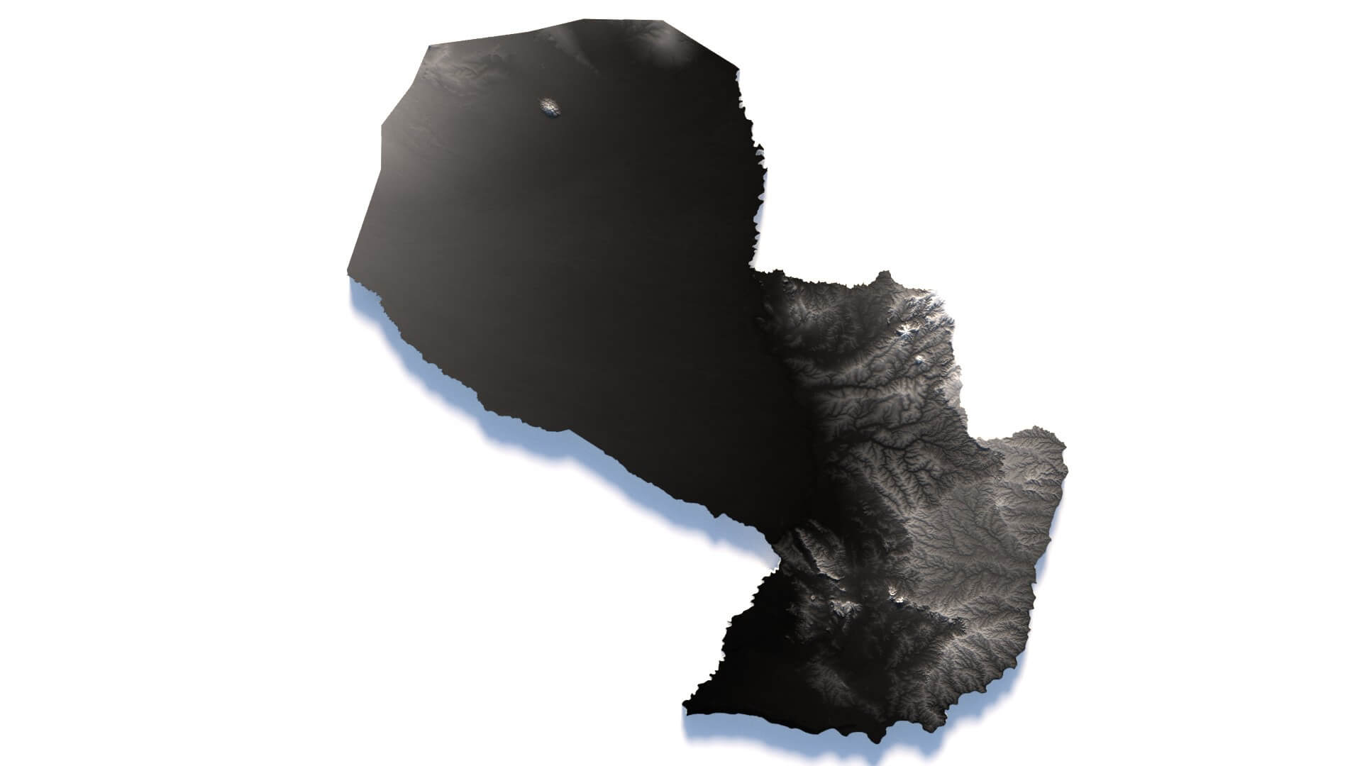 Paraguay Terrain Map - 3D Model by 3dstudio