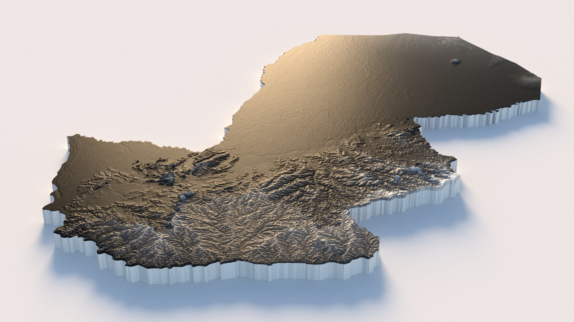 Paraguay Terrain Map - 3D Model by 3dstudio