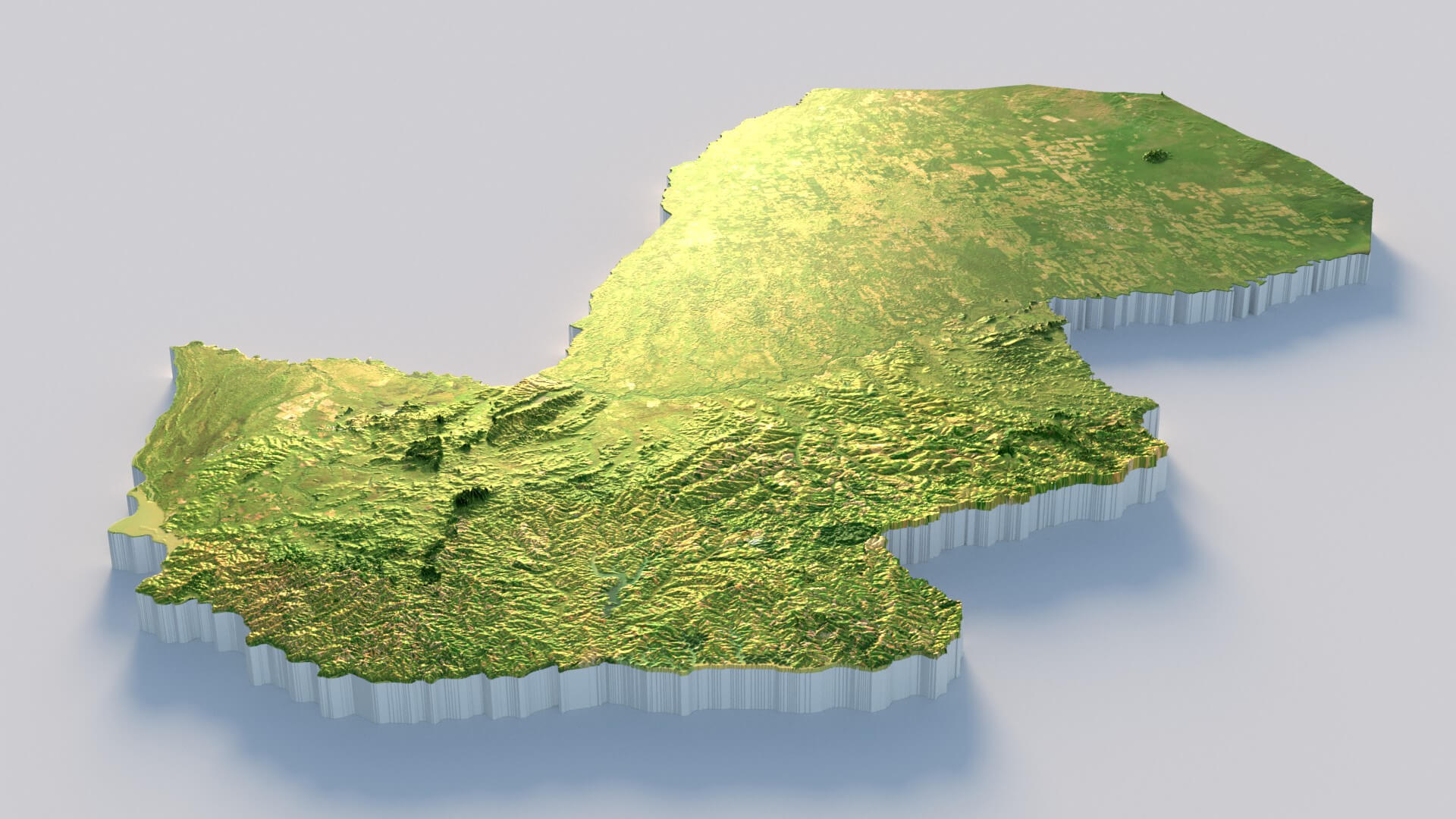 Paraguay Terrain Map - 3D Model by 3dstudio